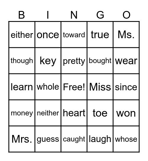 SIPPS plus lesson 45-55 Bingo Card