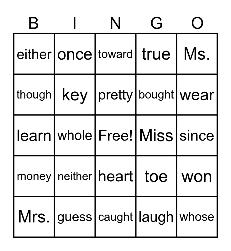 SIPPS plus lesson 45-55 Bingo Card