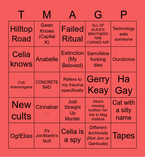 MAGNUS PROTOCOL + ARG Bingo Card