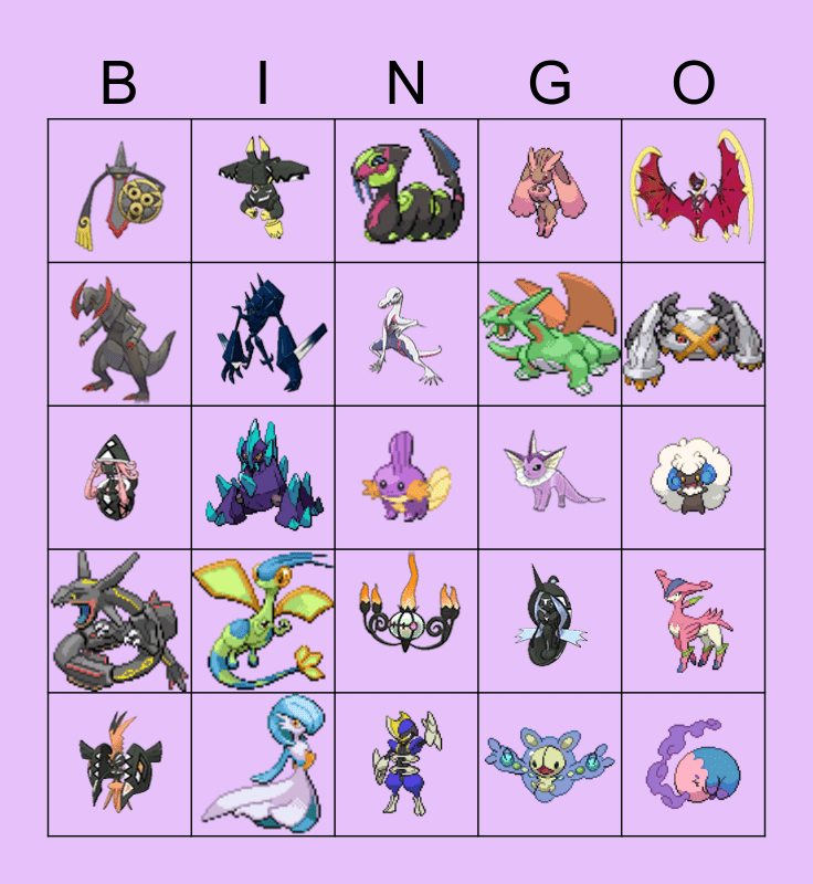 Shiny Pokemon Hunt 2025 Bingo Card