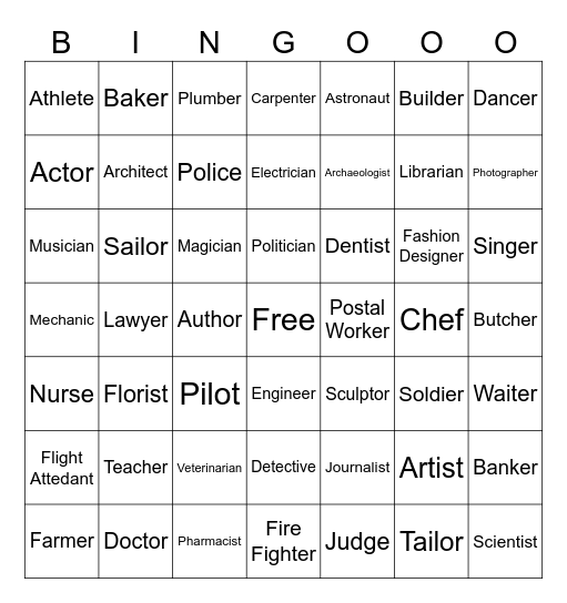 Career BINGO Card