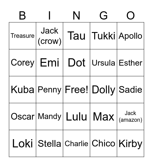 Birdie Bingo! Bingo Card