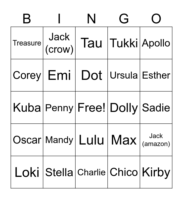 Birdie Bingo! Bingo Card