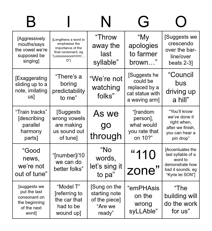 Chris Bingo Card