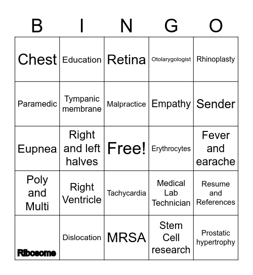 Health Science 2 Final Practice Exam Bingo Card
