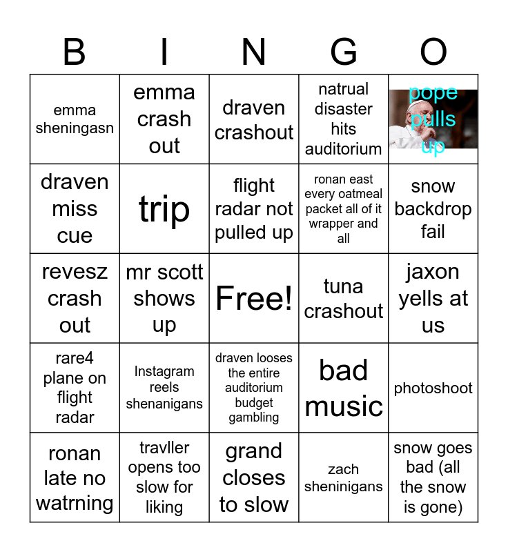 Nutcracker recital Bingo Card
