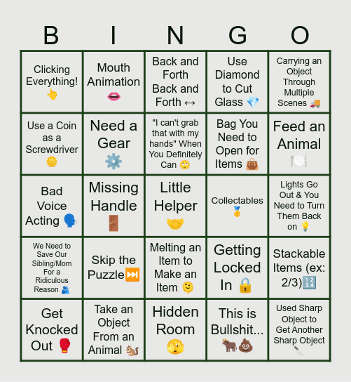 HOG (Hidden Object Game) BINGO!!! Bingo Card