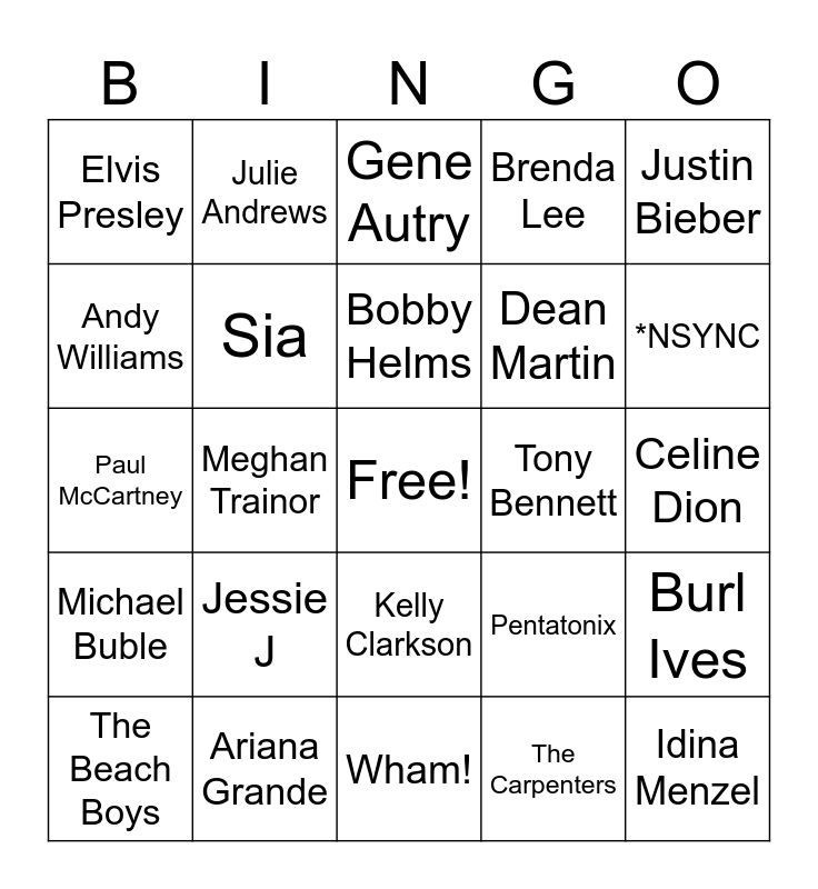 Christmas Bingo Round 1 Bingo Card