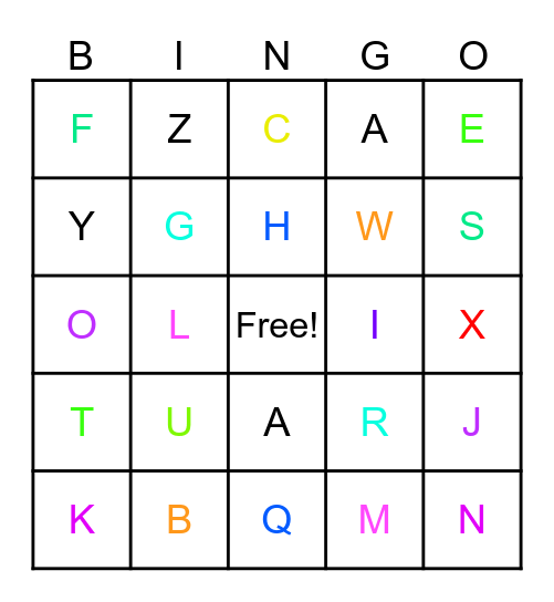 alphabet Bingo Card