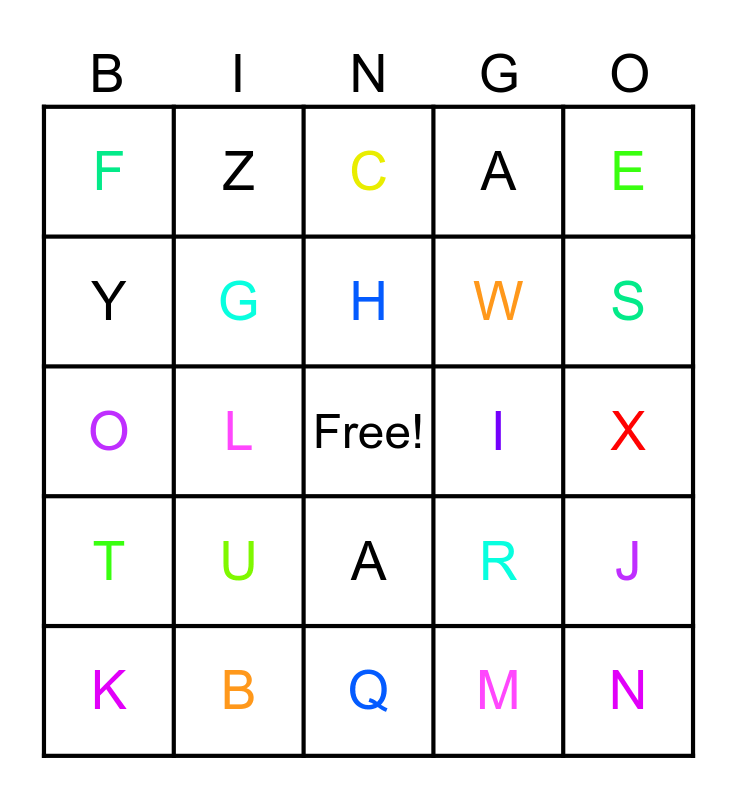 alphabet Bingo Card