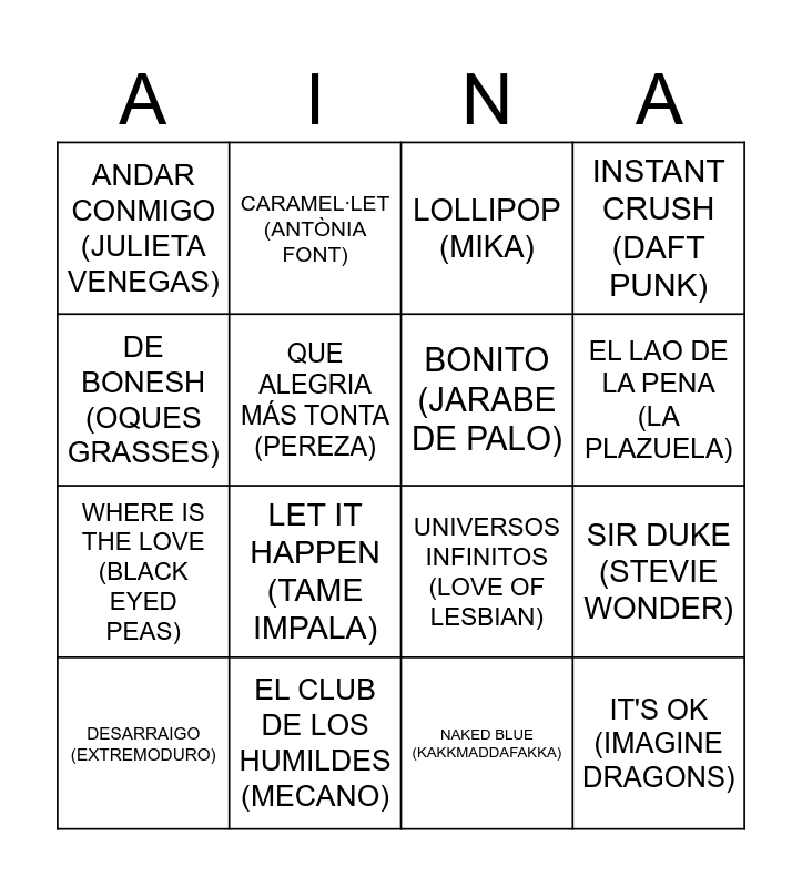 ses 30 de n'Aina 🎼🎂 Bingo Card