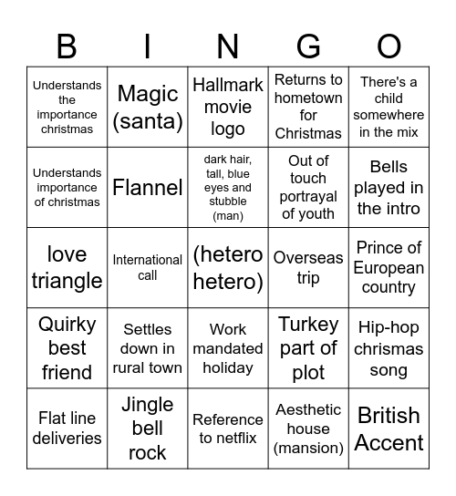 Hallmark Bingo Card