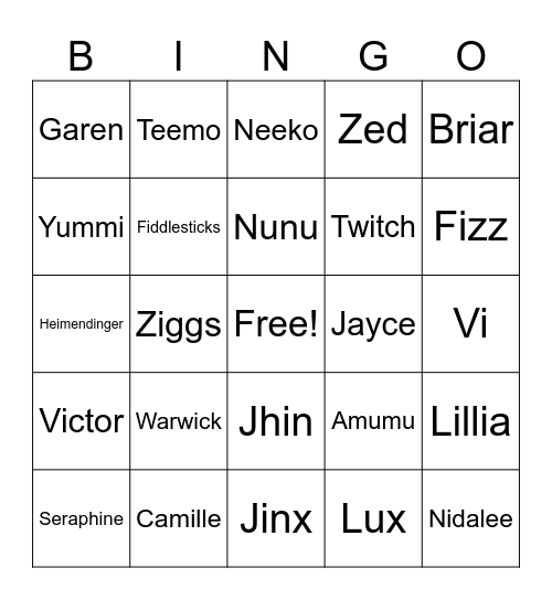 LOL Bingo Card