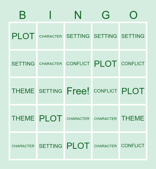 ELEMENTS OF A STORY Bingo Card