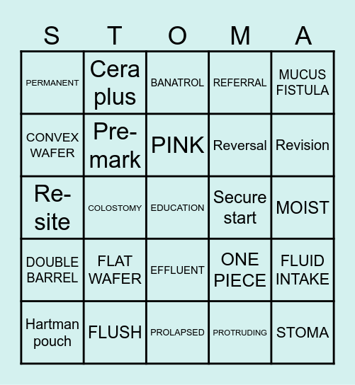 OSTOMY Bingo Card