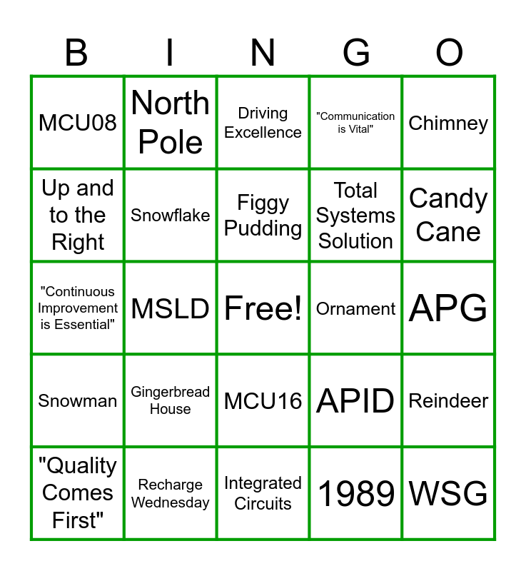 Microchip Christmas Bingo Card