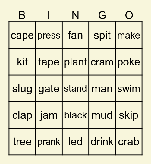 Literacy Bingo Card