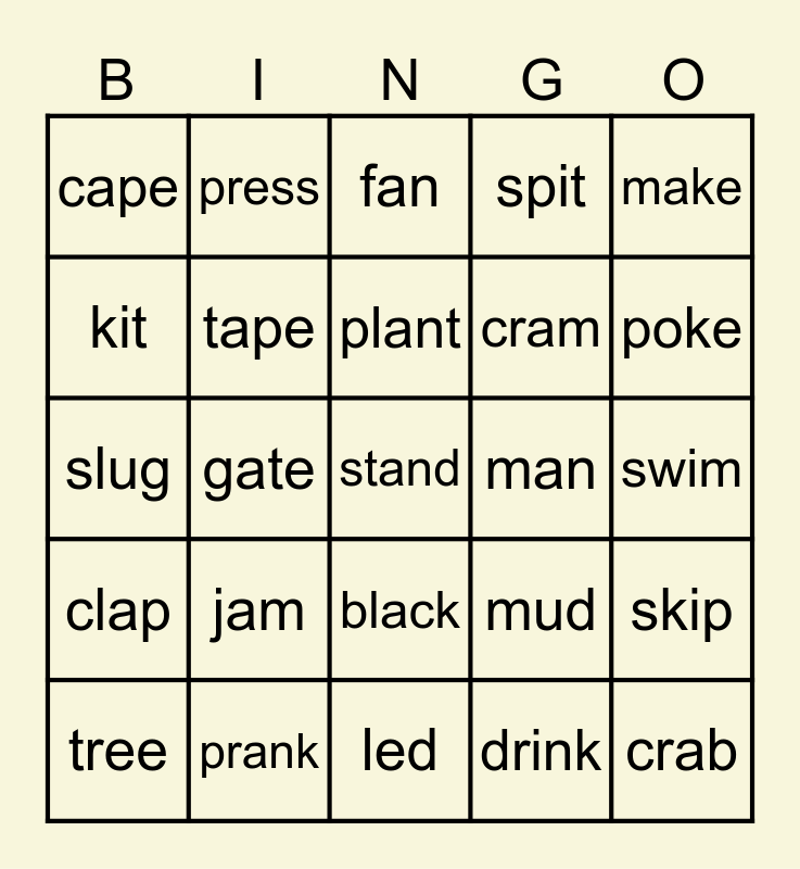 Literacy Bingo Card