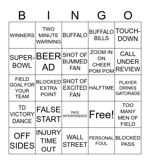 BUFFALO BILLS DAY BINGO!!! Bingo Card