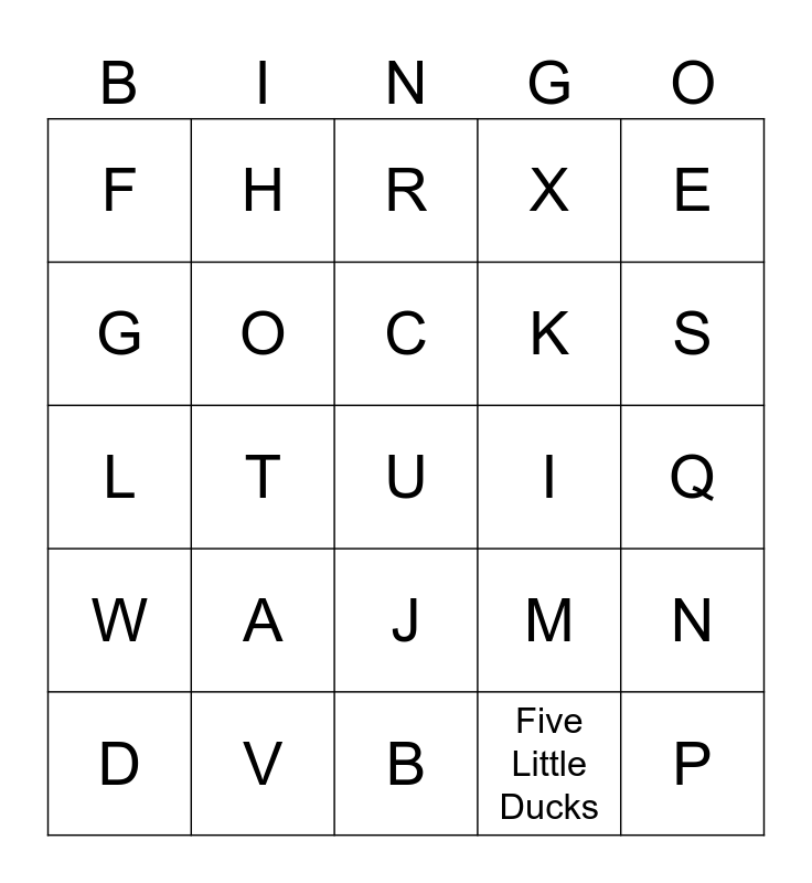 Alphabet Bingo Card