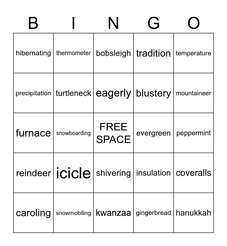 Multisyllabic Words Bingo Card