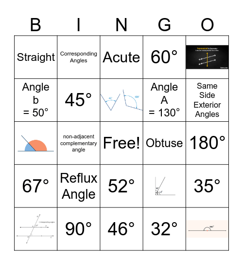 Angle Relationships Bingo Card