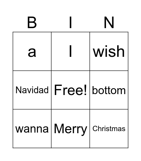 Feliz Navidad Bingo Card