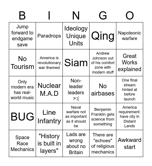 Modern Big No Bingo Card