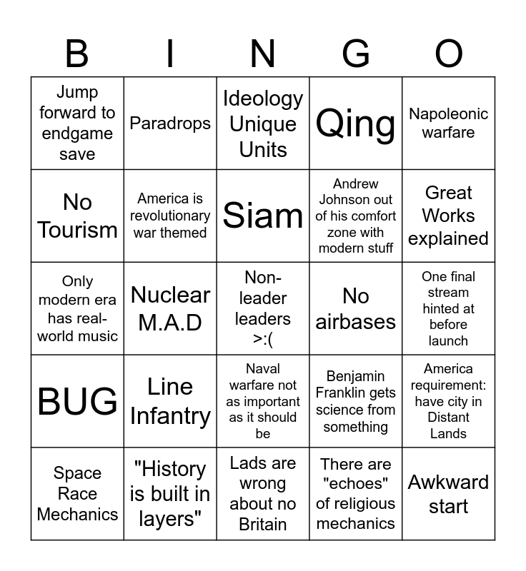 Modern Big No Bingo Card