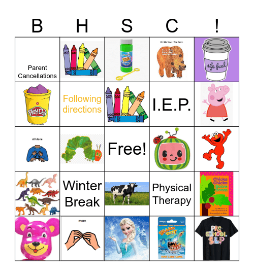 Preschool SLP Bingo Card