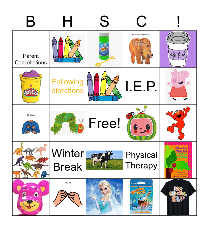 Preschool SLP Bingo Card