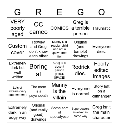 Fanfiction stuff Bingo Card