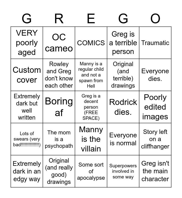 Fanfiction stuff Bingo Card