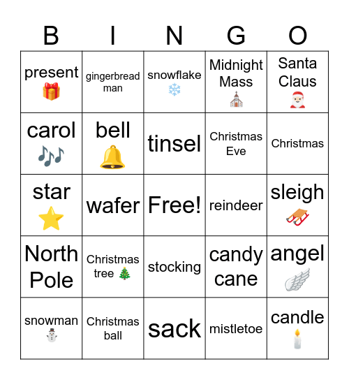 CHRISTMAS Bingo Card