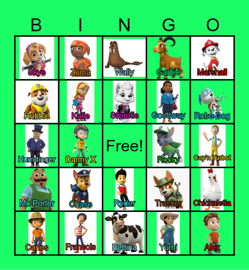 Paw Patrol Bingo Card