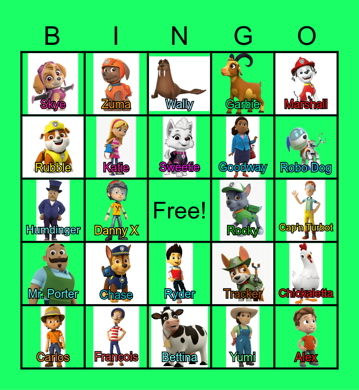 Paw Patrol Bingo Card