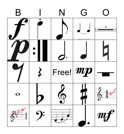 Raider Band Music Theory BINGO Card