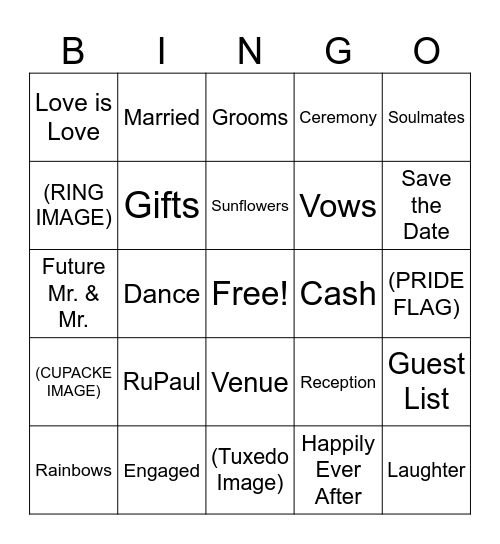 Wedding Bingo Mr.Mr Bingo Card