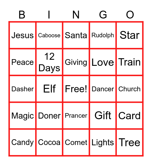 Christmas Season Bingo Card