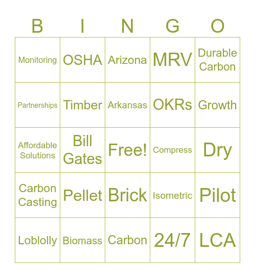 Holiday Party Bingo Card