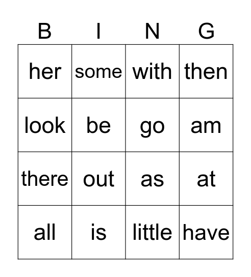List 2 Bingo Card