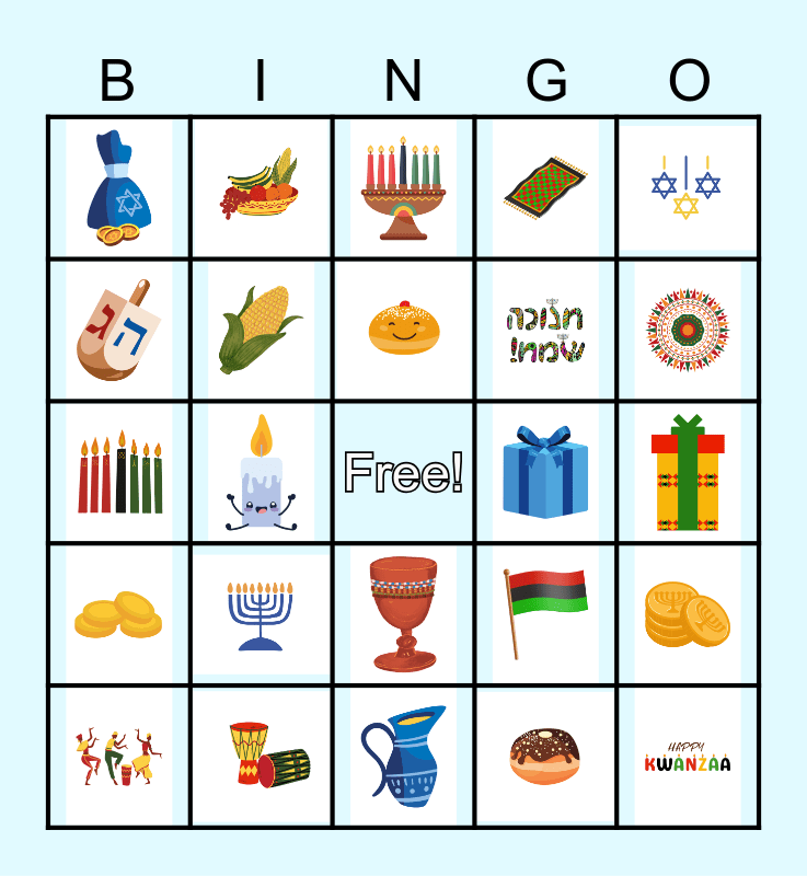 Hanukkah & Kwanzaa Bingo Card