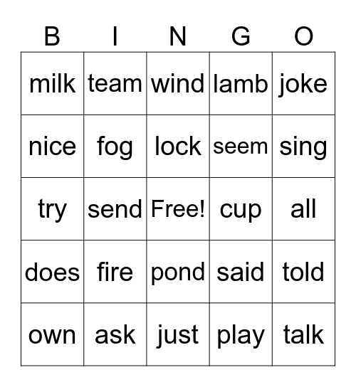 SPELLING Review BINGO U 6, 12, 18 Bingo Card