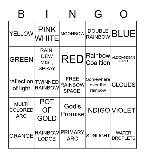 RAINBOW BINGO Card