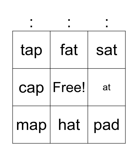 1st Grade Bingo Card