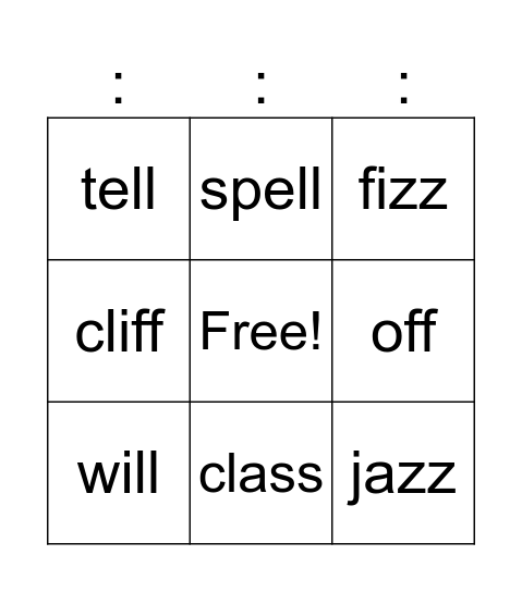 3rd Grade Bingo Card