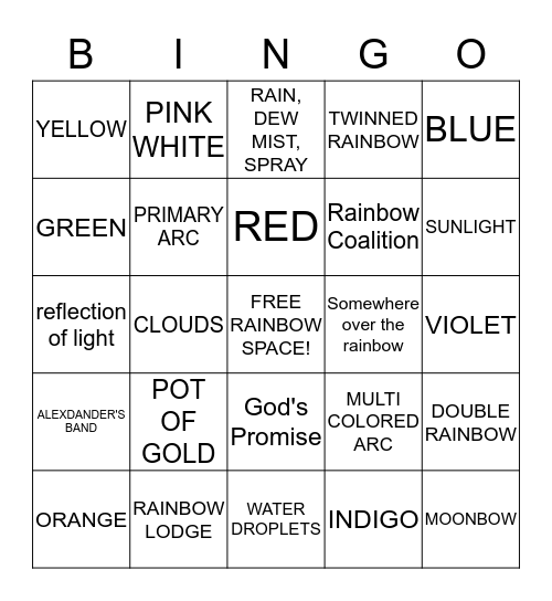 RAINBOW BINGO Card
