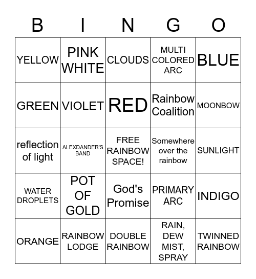 RAINBOW BINGO Card