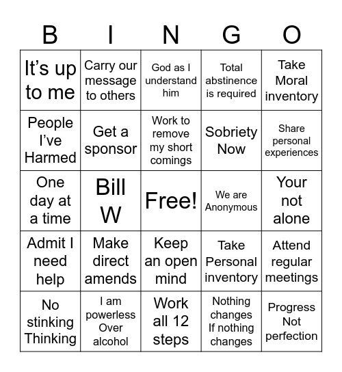 AA BINGO Card