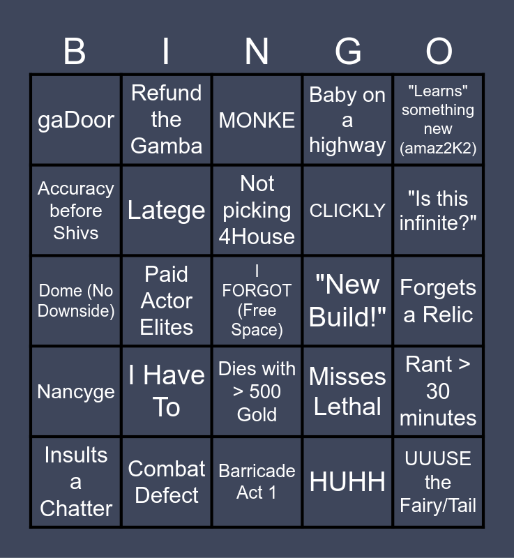 Scamaz Bingo Card